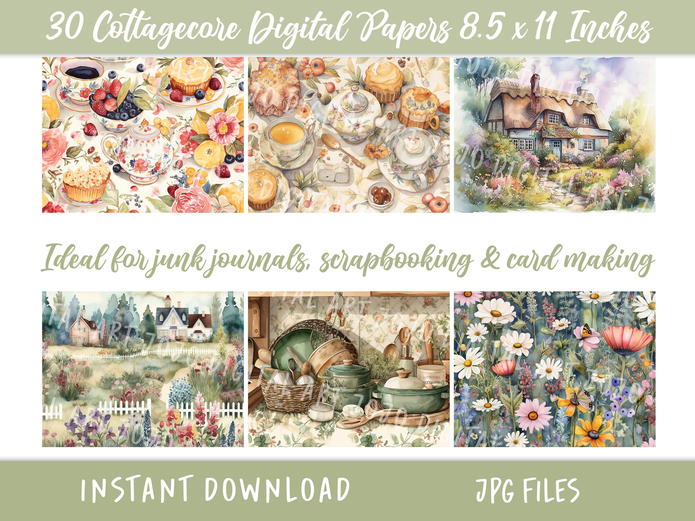Cottagecore Digital Papers, Scrapbooking Paper, Digital Paper Pack ...