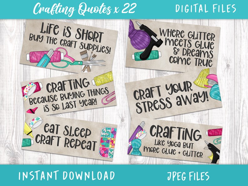 Craft Quotes, Crafters Sayings, Printable Kit, Junk Journal Words ...