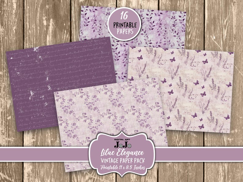 Lilac Vintage Junk Journal Papers, Scrapbook Purple Set, Digital ...