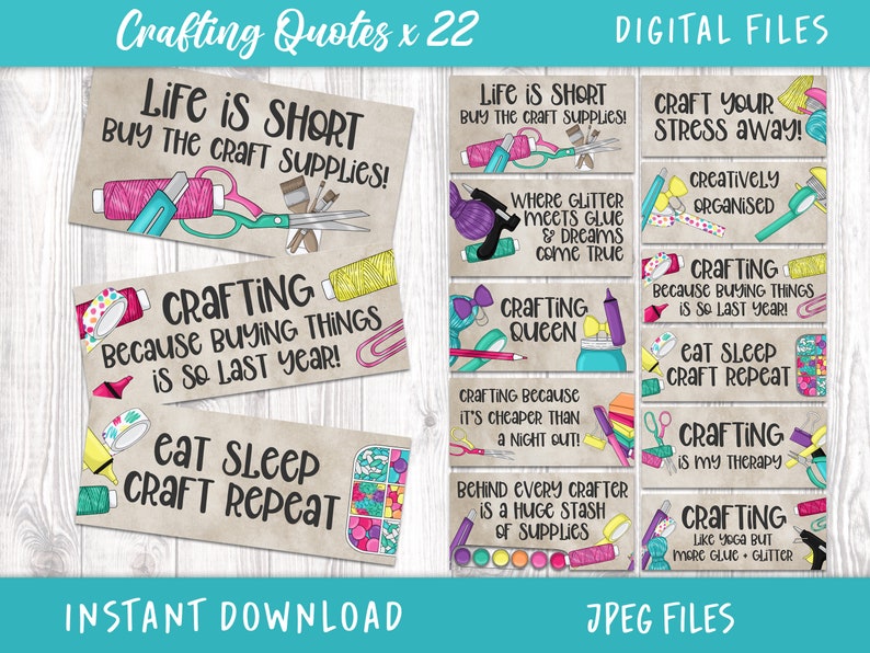 Craft Quotes, Crafters Sayings, Printable Kit, Junk Journal Words ...