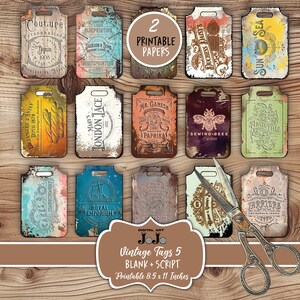 Vintage Junk Journal Tags, Digital Download Ephemera Kit, DIY ...