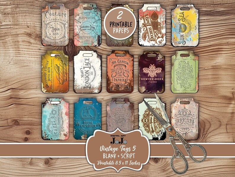 Vintage Junk Journal Tags, Digital Download Ephemera Kit, DIY ...