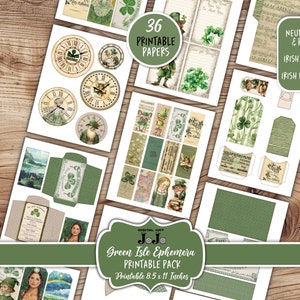Irish Junk Journal Ephemera Kit, St Patricks Day, Scrapbook Papers Set ...