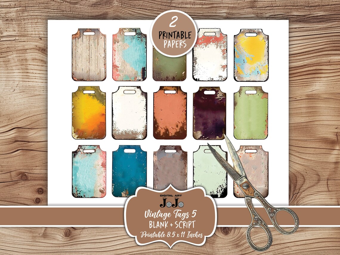 Vintage Junk Journal Tags, Digital Download Ephemera Kit, DIY ...
