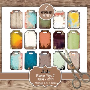 Vintage Junk Journal Tags, Digital Download Ephemera Kit, DIY ...