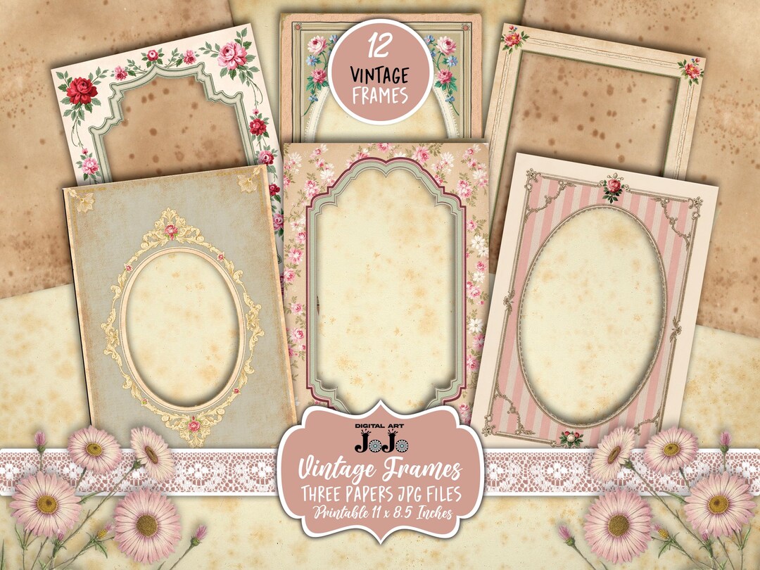 Printable Photo Frames, Vintage Victorian Paper Collage, Junk Journal ...
