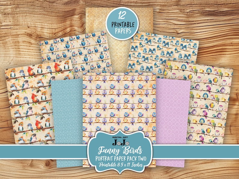 Funny Birds Printable, Junk Journal Papers, Whimsical Scrapbook Sheets ...