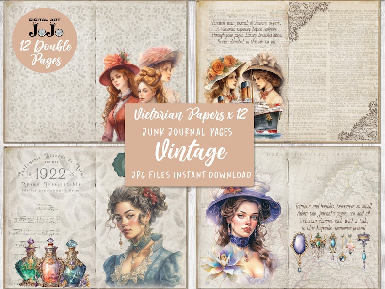 Vintage Victorian Junk Journal Printable Papers Vintage - Etsy
