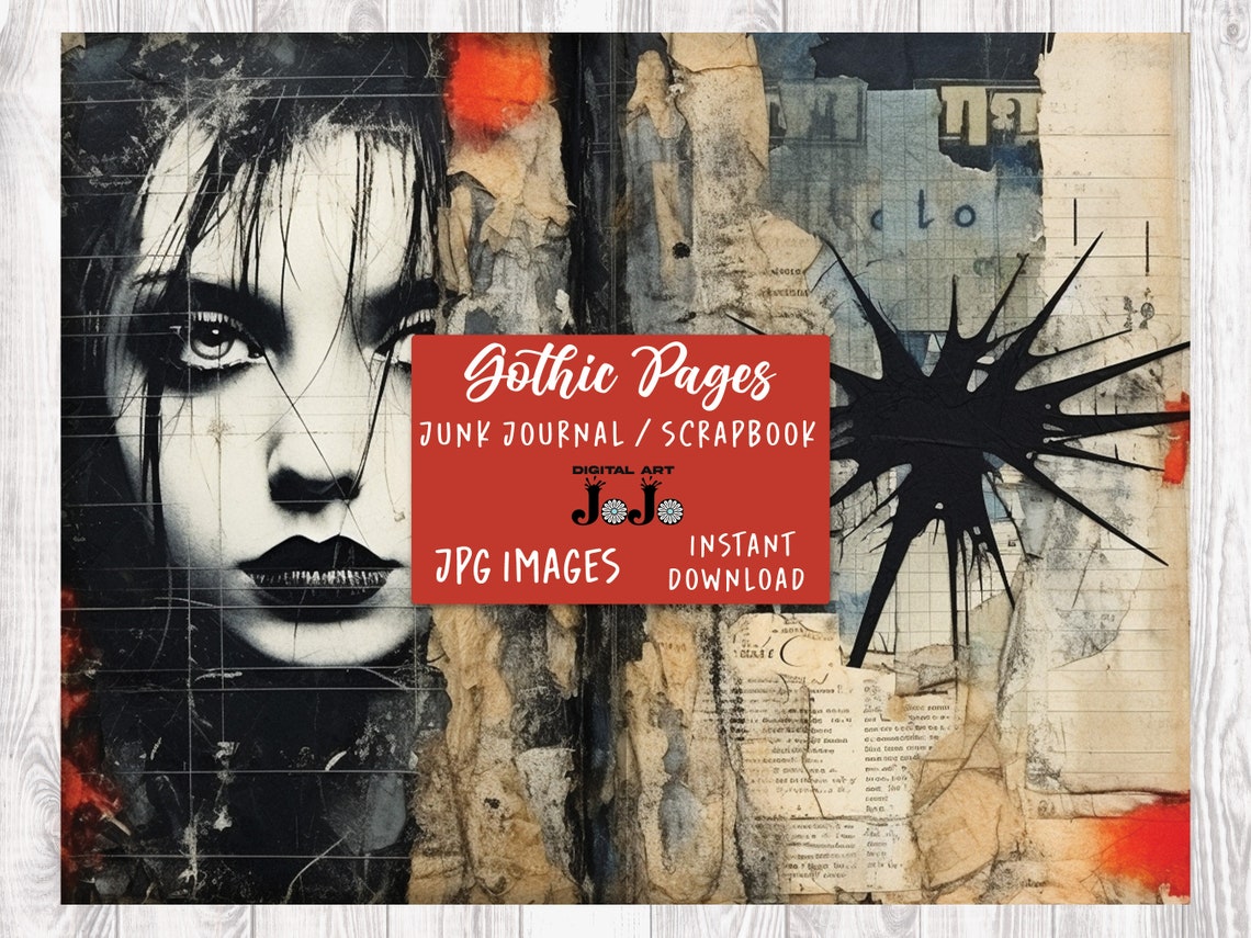 Gothic Junk Journal Pages, Scrapbooking Papers, Collage Sheets, Instant ...