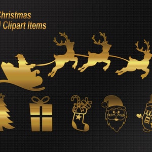 Gold Christmas Clipart Set, Gold Christmas Clip Art Commercial, Holiday ...