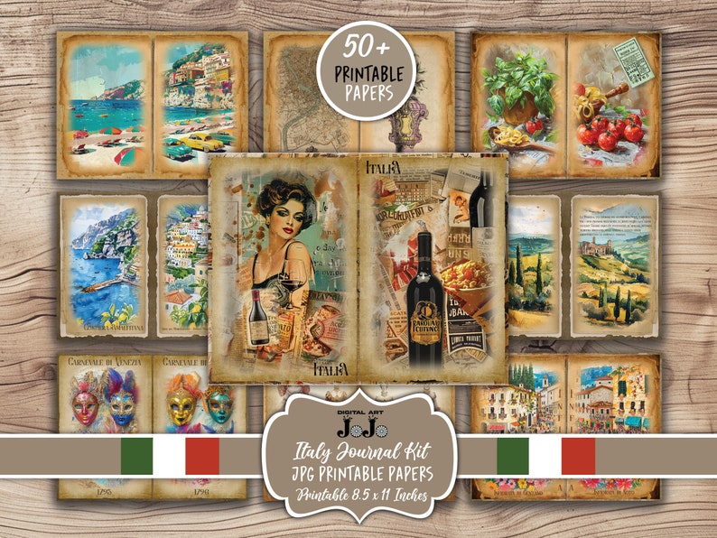 Printable Italy Junk Journal Kit, Digital Italian Papers, Vintage Craft ...