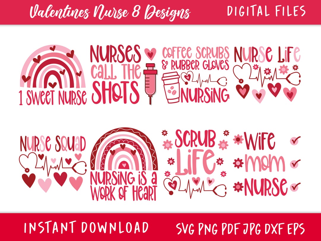 Valentines Day Nurse Svg, Valentines Day Svg Nurse, Nurse Valentines ...