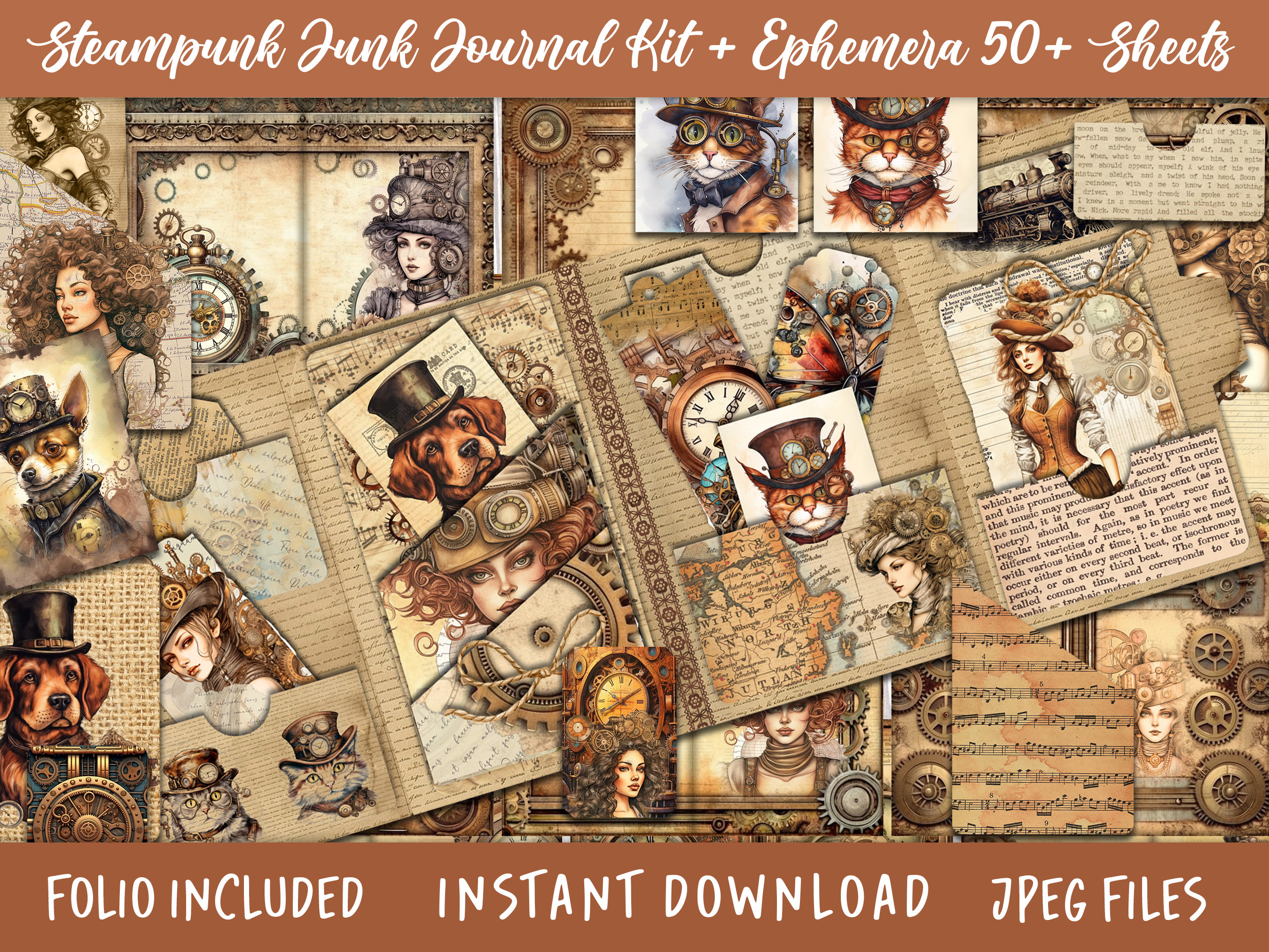 Steampunk Junk Journal Kit Junk Journal Digi Kits Ephemera - Etsy
