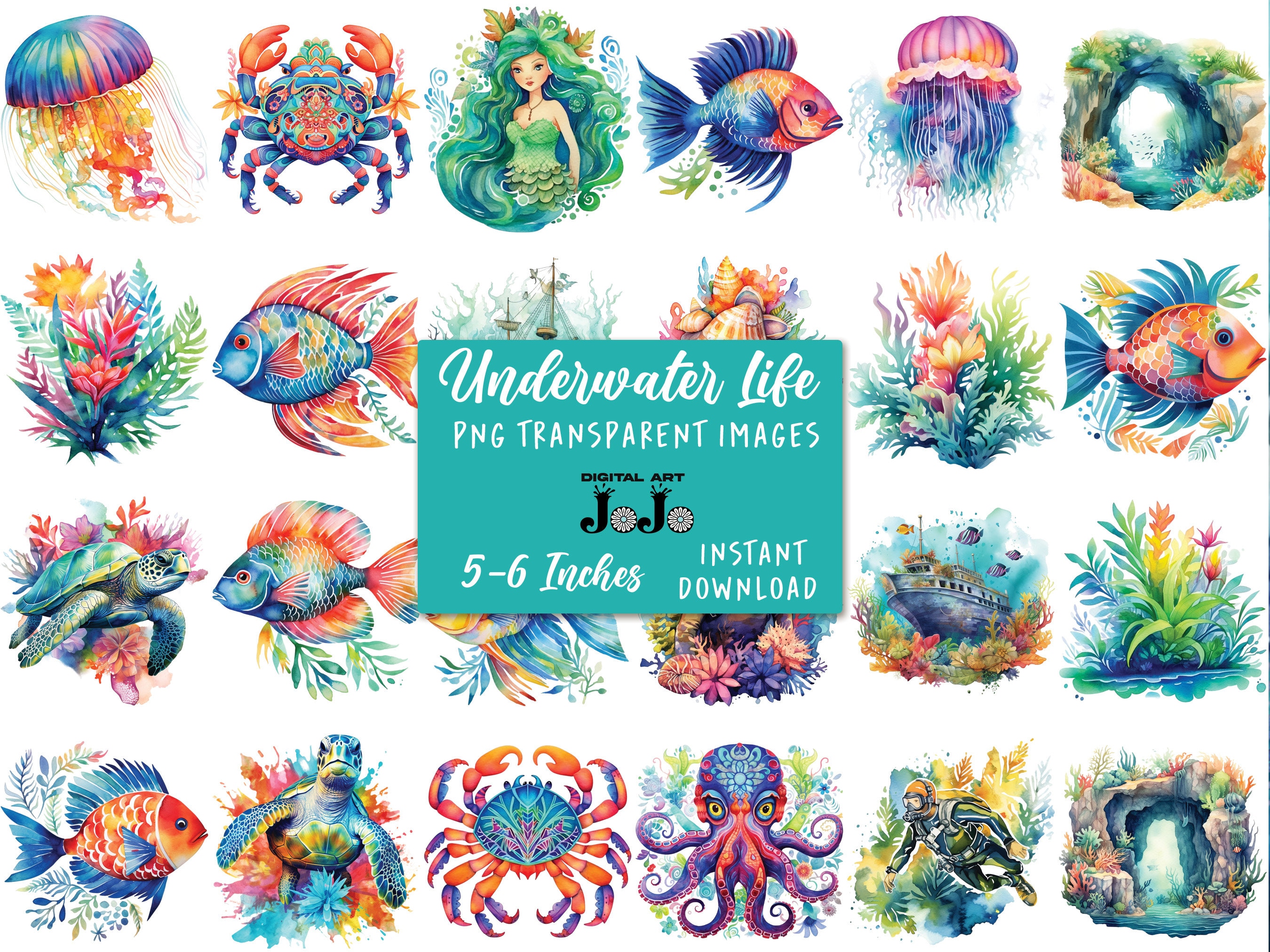 Sealife Clipart Underwater Clipart Commercial Use Coral - Etsy