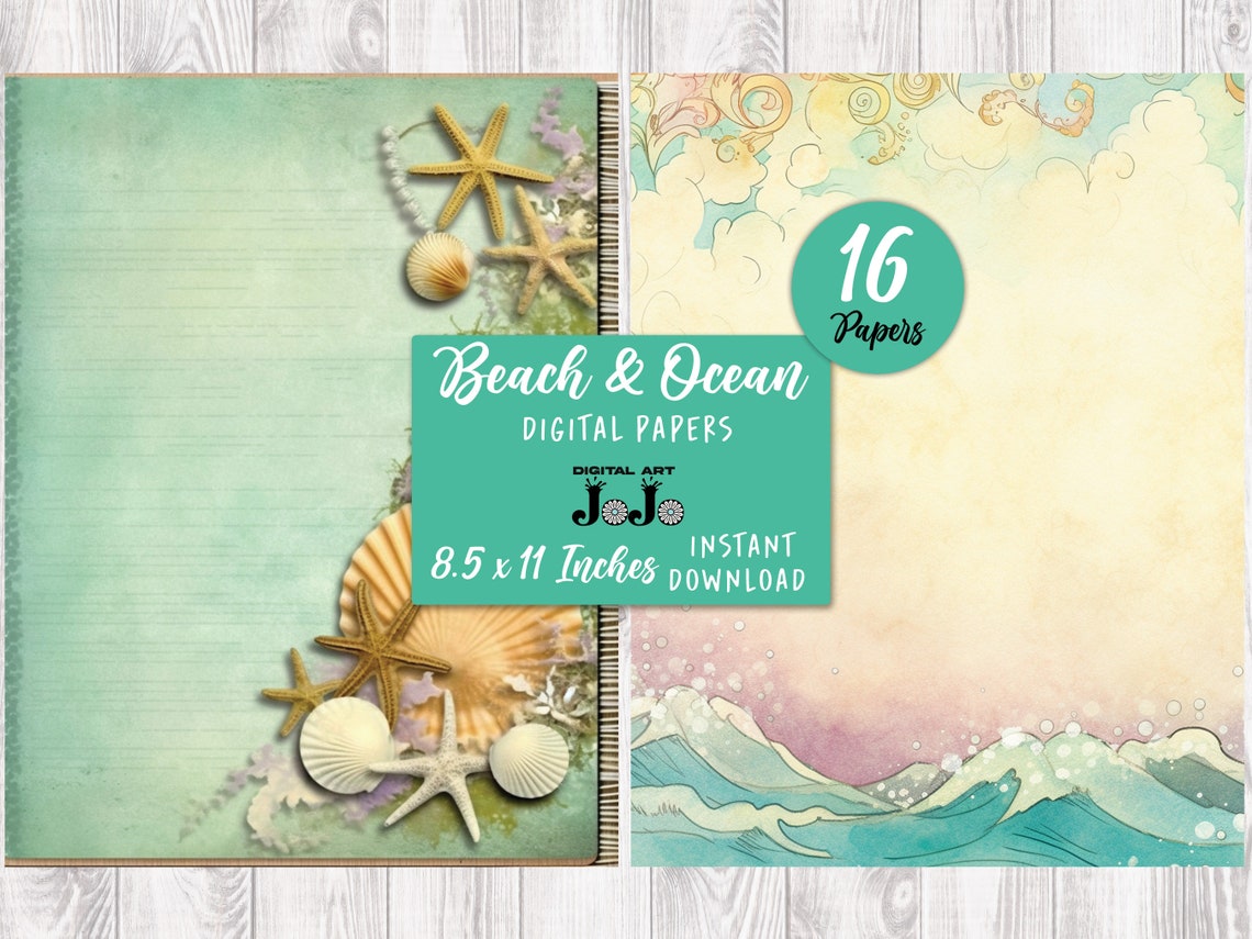 Ocean Junk Journal Papers, Beach Junk Journal Pages, Collage Sheets ...