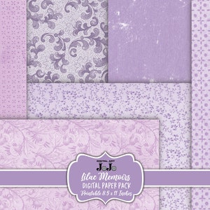 Lilac Junk Journal Printable Papers, Purple Vintage Scrapbook Pages ...