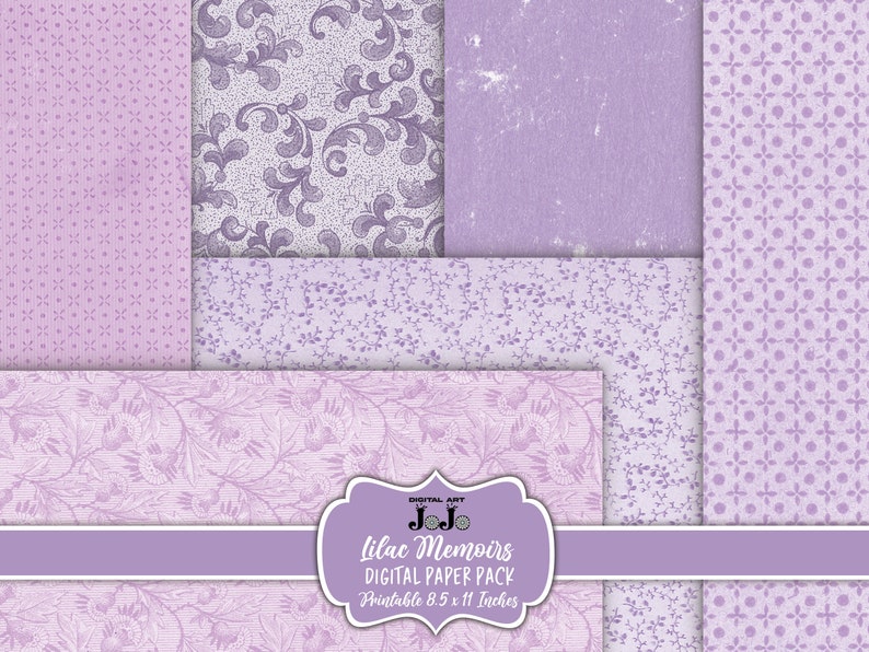 Lilac Junk Journal Printable Papers, Purple Vintage Scrapbook Pages ...