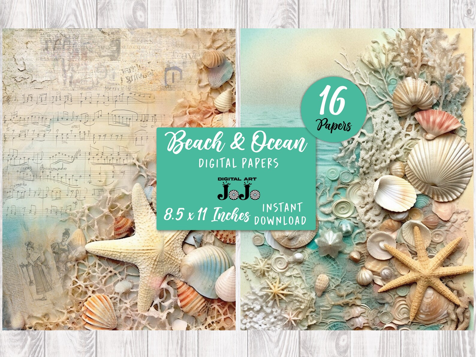 Ocean Junk Journal Papers, Beach Junk Journal Pages, Collage Sheets ...