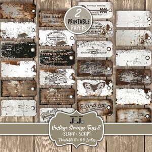 Junk Journal Vintage Tags, Distressed Scrapbook Labels, Printable ...