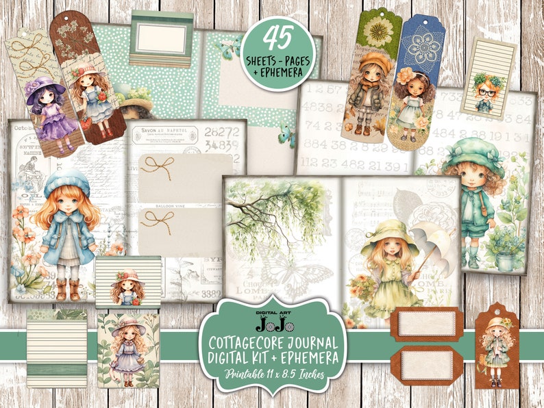 Cottage Girls Junk Journal Kit, Cottagecore Scrapbook Supplies ...