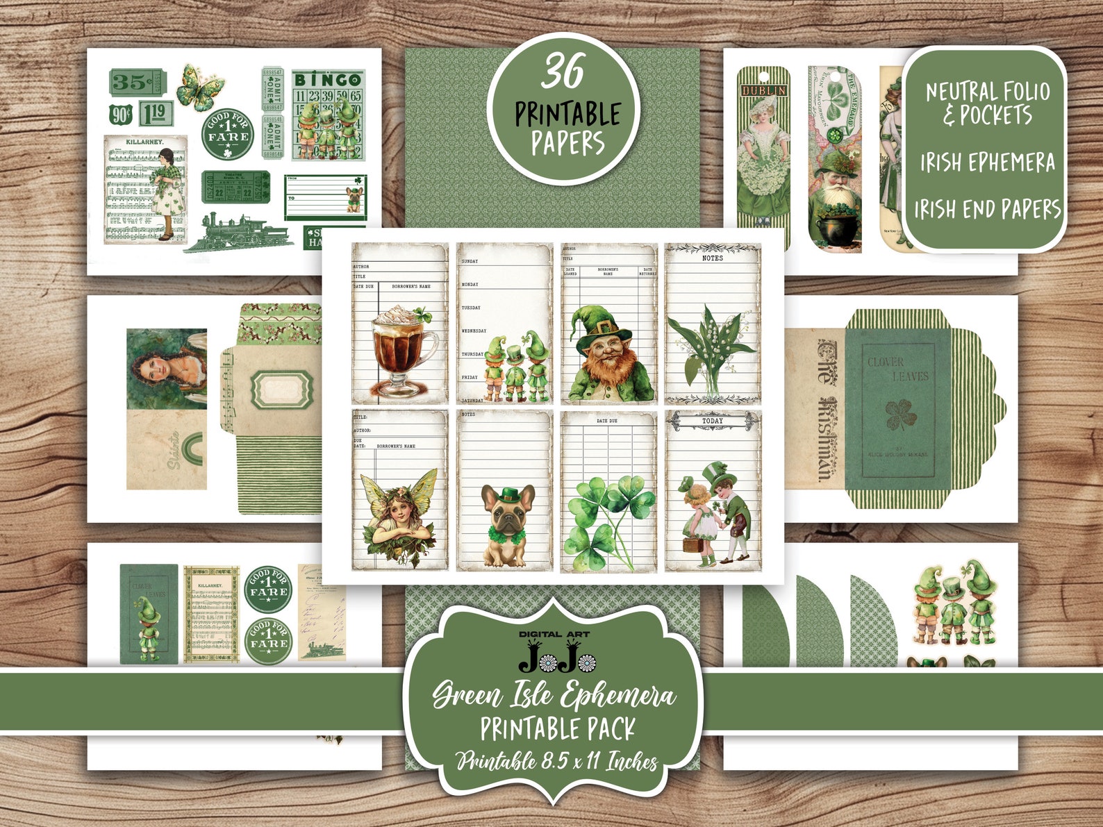 Irish Junk Journal Ephemera Kit, St Patricks Day, Scrapbook Papers Set ...