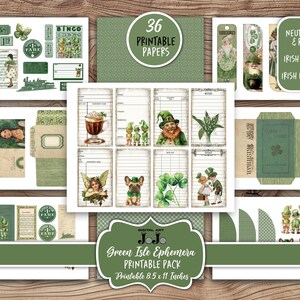 Irish Junk Journal Ephemera Kit, St Patricks Day, Scrapbook Papers Set ...