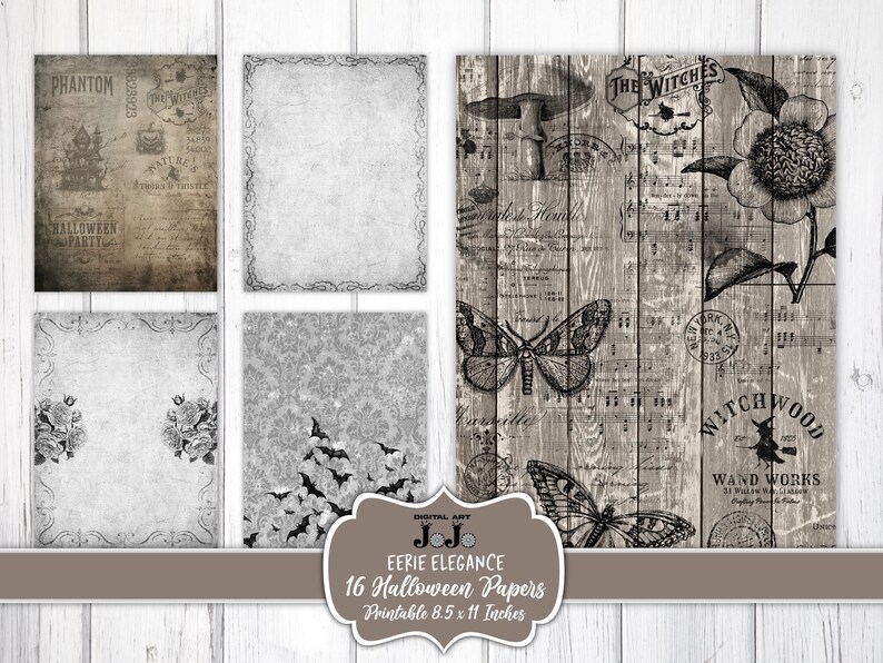 Halloween Digital Paper Pack, Printable Scrapbook Sheets, Journal Pages ...