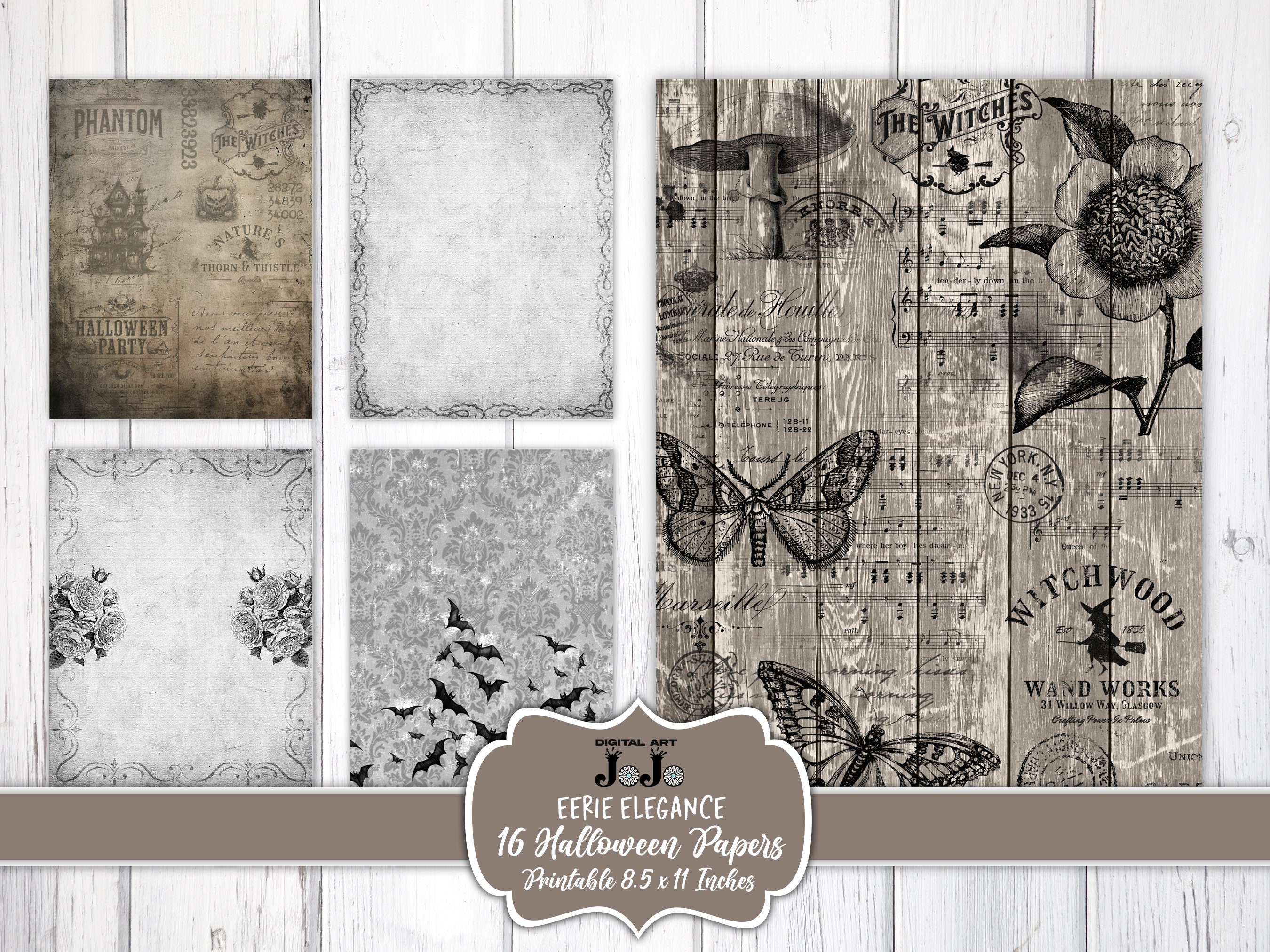 Halloween Digital Paper Pack, Printable Scrapbook Sheets, Journal Pages ...