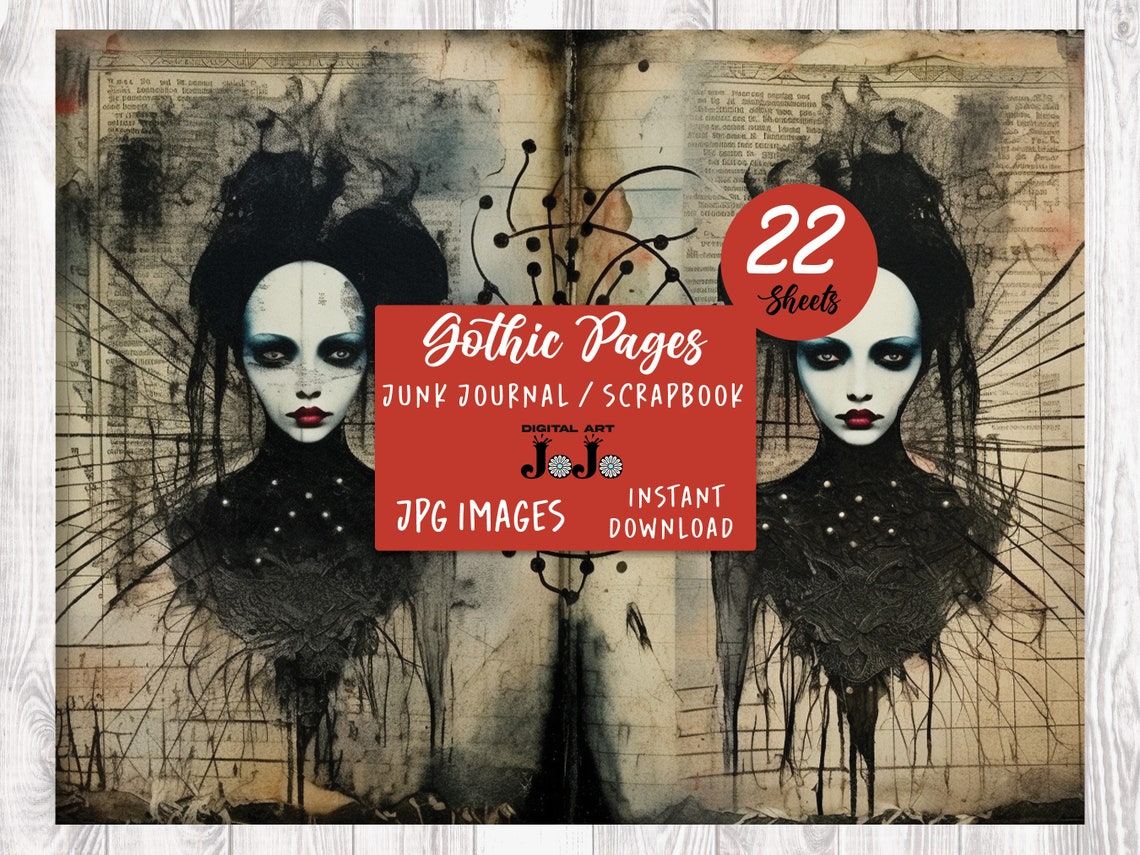 Gothic Junk Journal Pages, Scrapbooking Papers, Collage Sheets, Instant ...