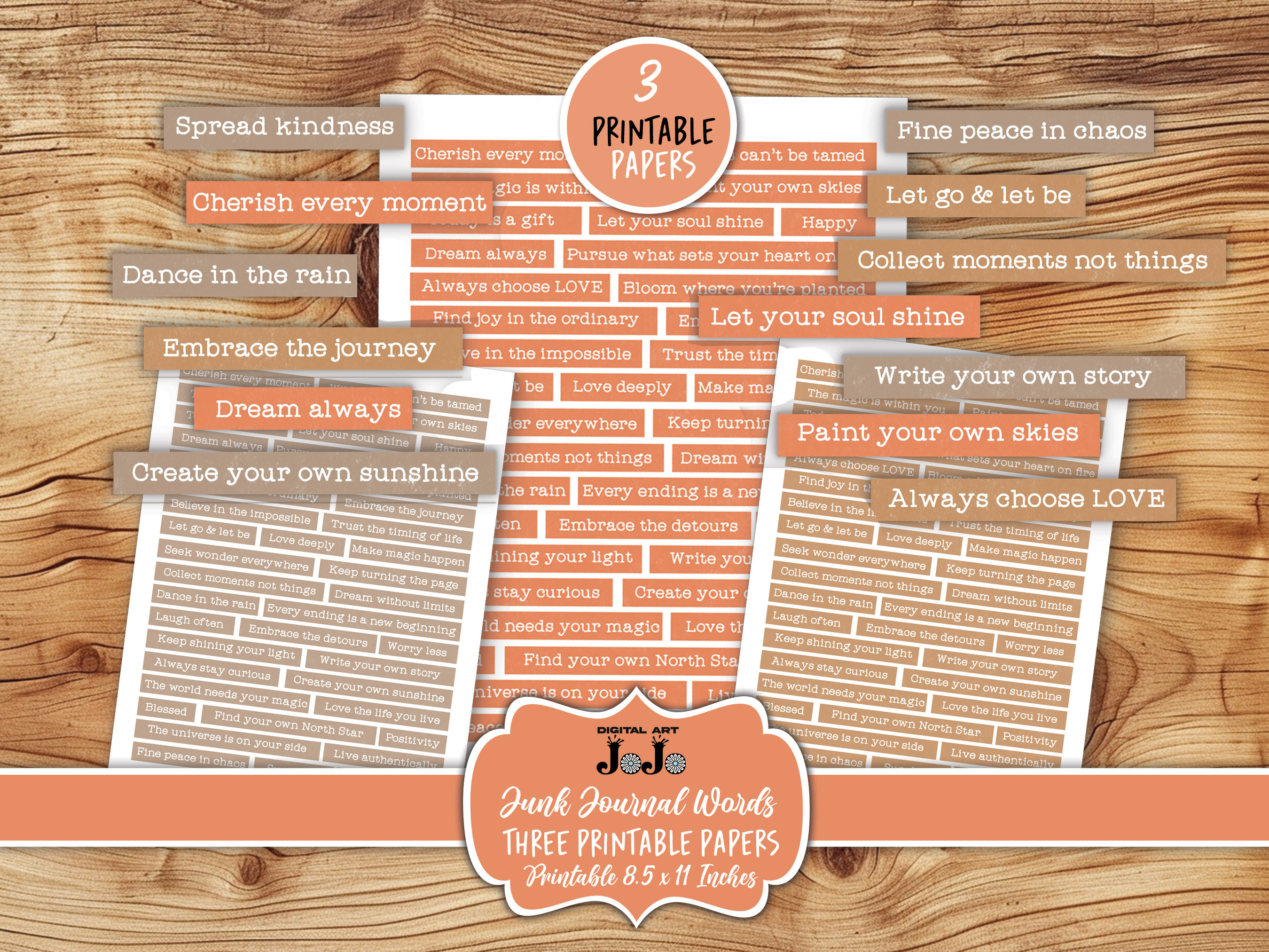 Junk Journal Words, Positive Printable Word Labels, Scrapbook Digital ...