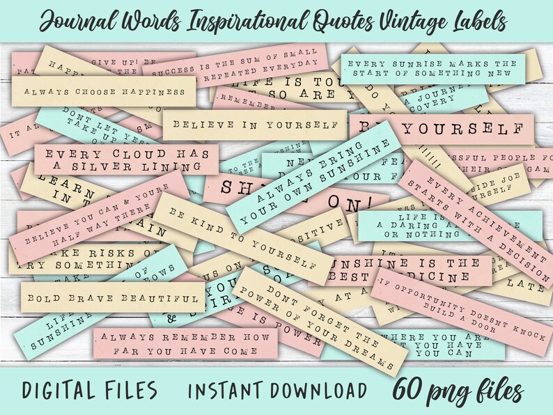 Journal Words, Inspirational Quotes, Printable Ephemera Vintage Labels ...