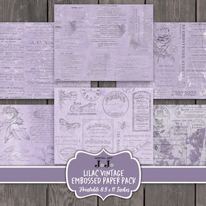 Purple Vintage Junk Journal Papers, Lilac Printable Pages Pack, Digital ...