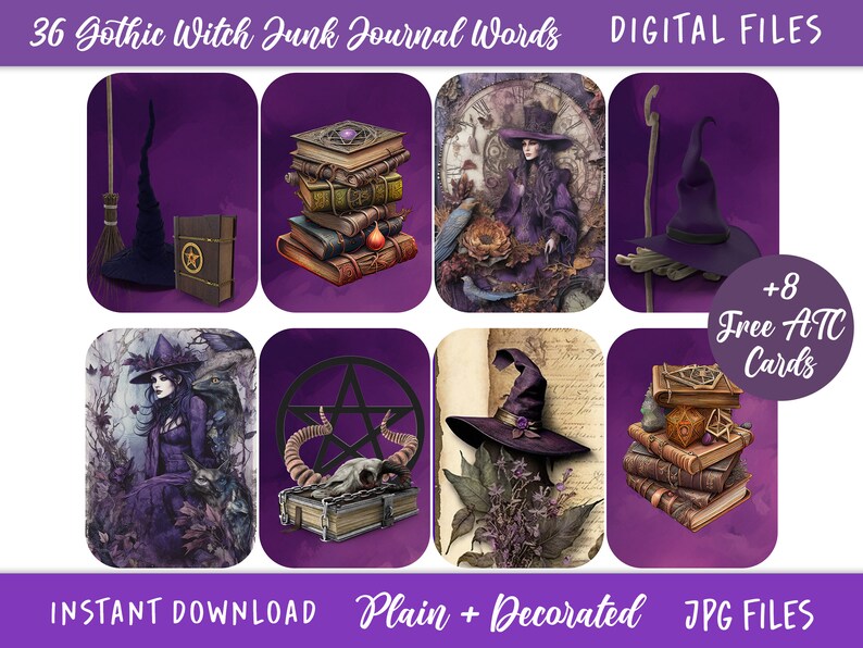 Gothic Witch Junk Journal Words Bundle - 36 Witch Quotes - Instant ...