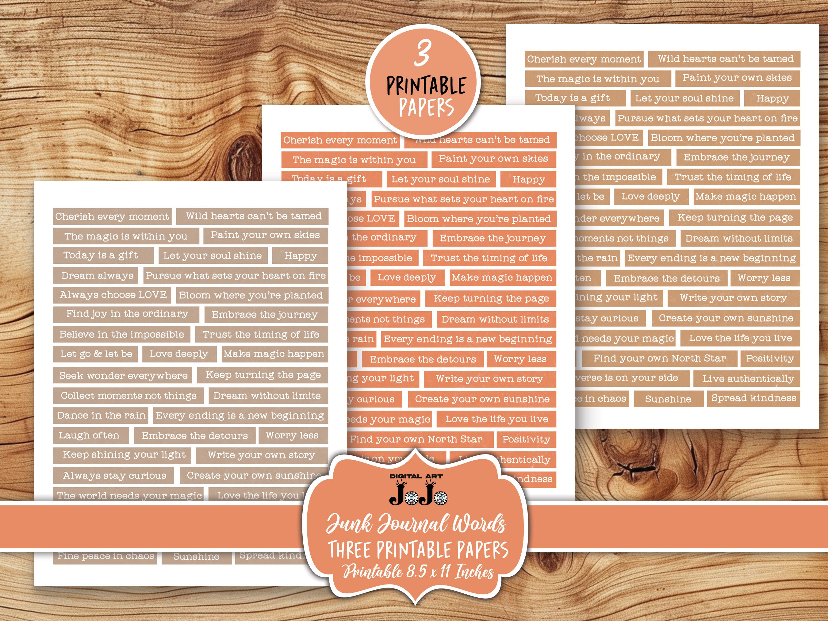 Junk Journal Words, Positive Printable Word Labels, Scrapbook Digital ...