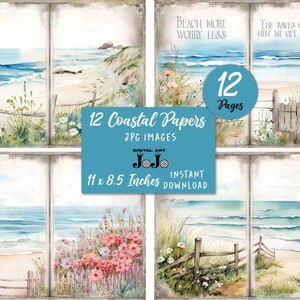 Beach Junk Journal Papers, Ocean Junk Journal Pages, Collage Sheets ...