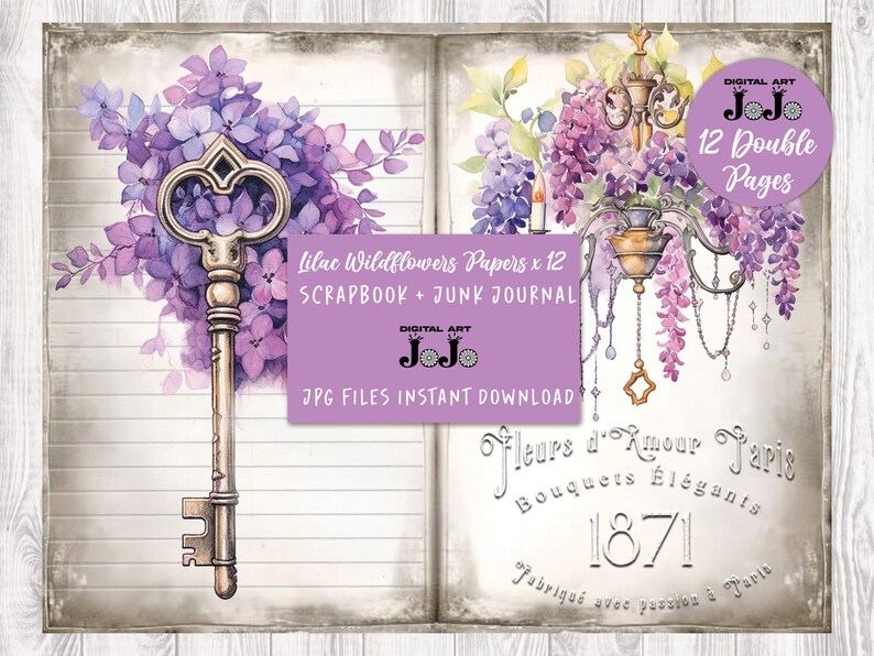 Lilac Wildflowers Junk Journal Printable Papers Vintage Lilac - Etsy