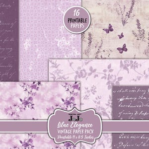 Lilac Vintage Junk Journal Papers, Scrapbook Purple Set, Digital ...