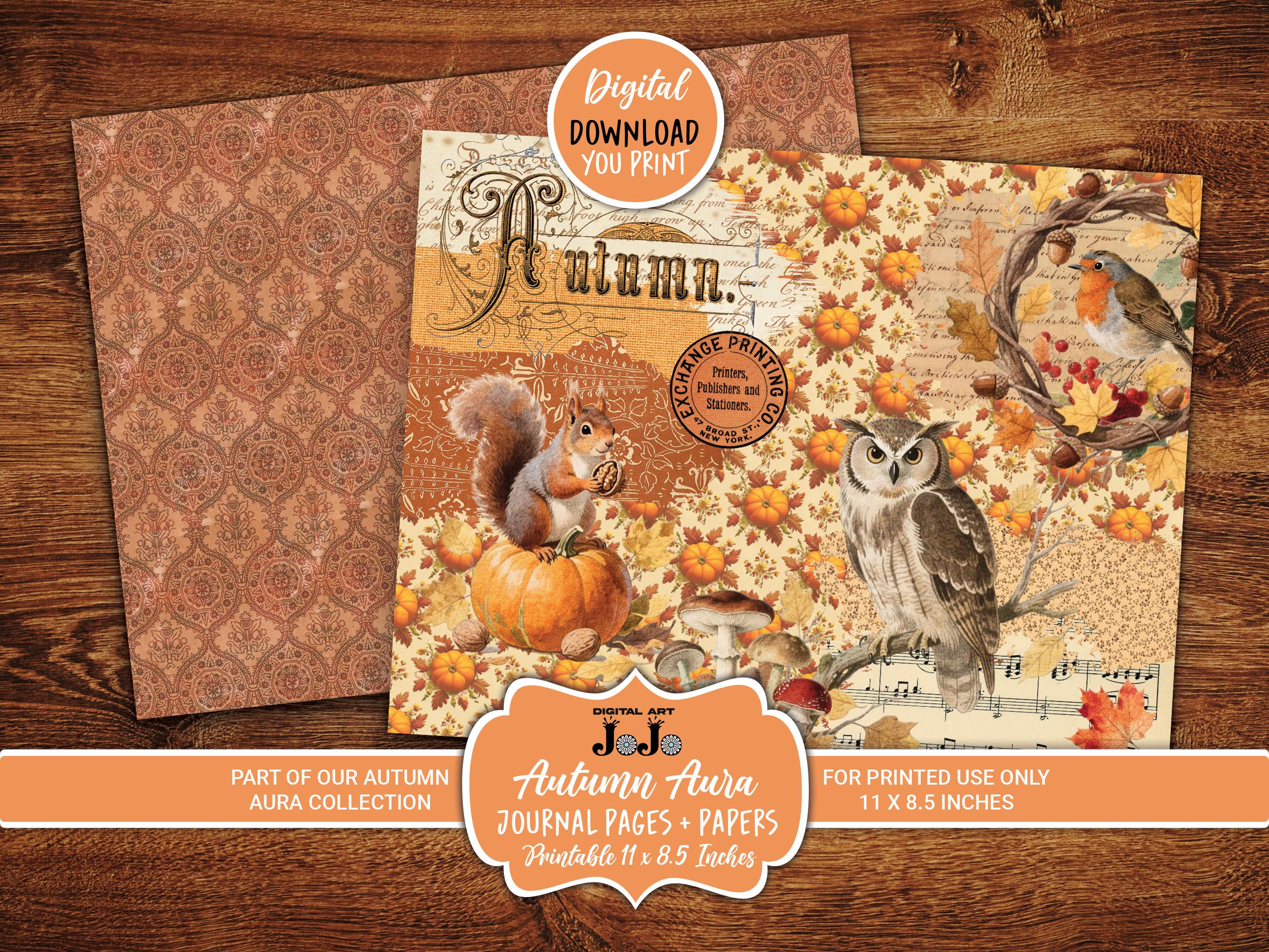 Autumn Junk Journal Pages, Printable Vintage Papers, Digital ...