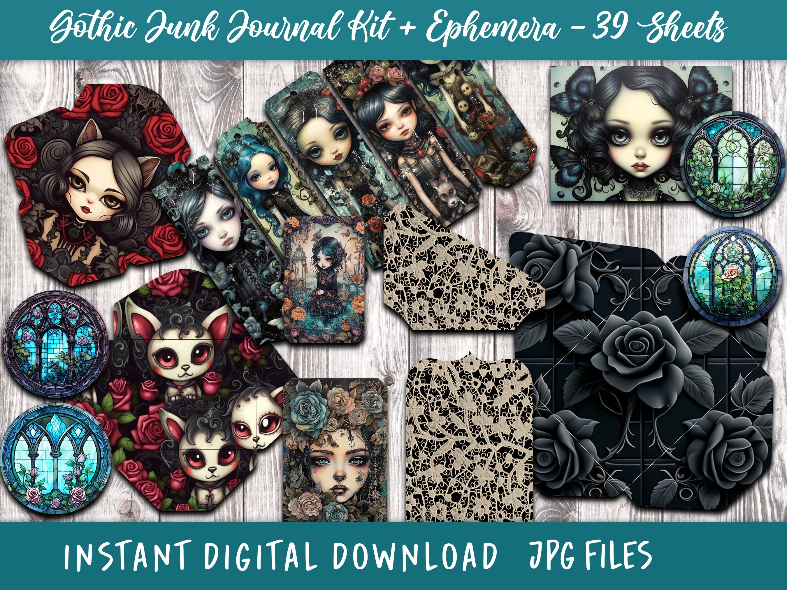Gothic Junk Journal Kit Goth Junk Journal Digi Kits Ephemera - Etsy