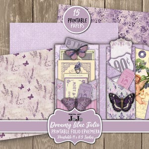 Vintage Lilac Junk Journal Folio, Printable Scrapbook Paper, Digital ...