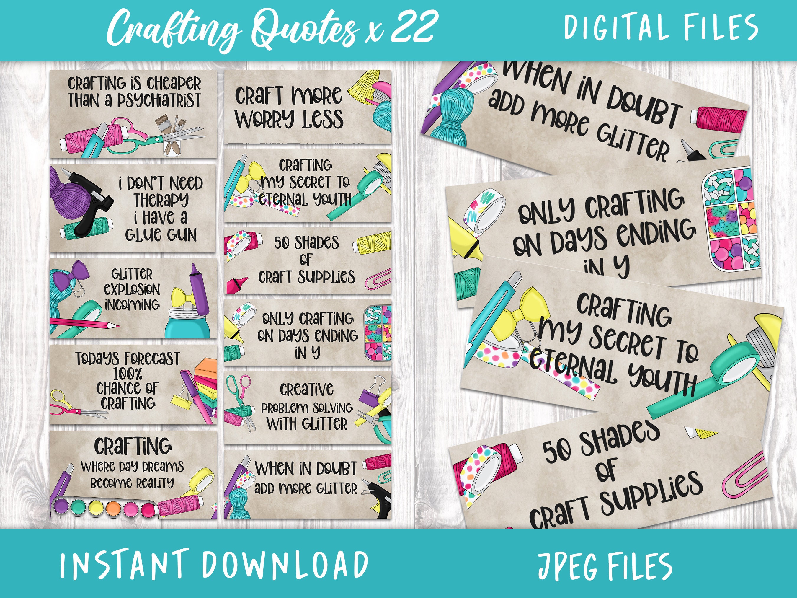 Craft Quotes, Crafters Sayings, Printable Kit, Junk Journal Words ...