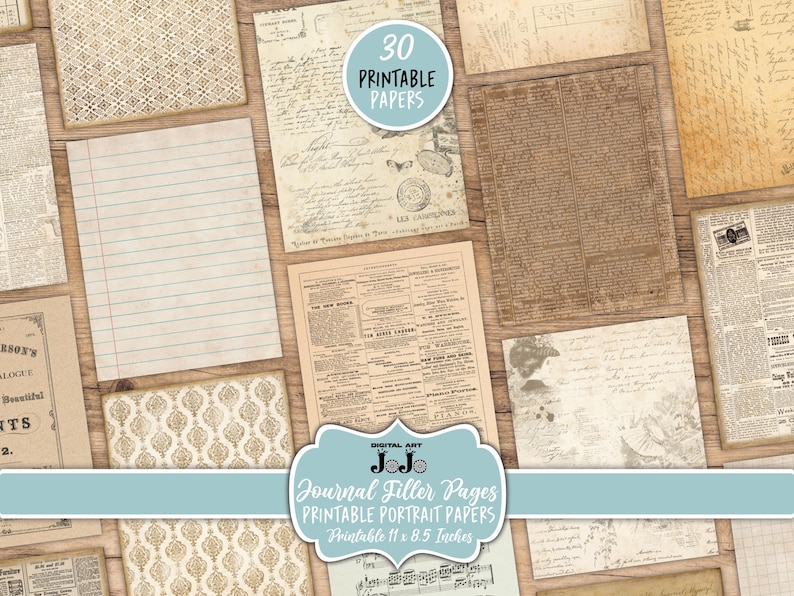 Junk Journal Filler Papers Printable, Vintage Tea Dyed Coffee Dyed ...