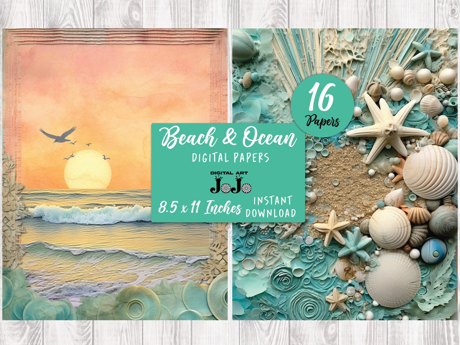 Ocean Junk Journal Papers, Beach Junk Journal Pages, Collage Sheets ...