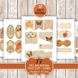 Fall Junk Journal Fussy Cuts, Autumn Scrapbook Scraps, Collage Lined ...