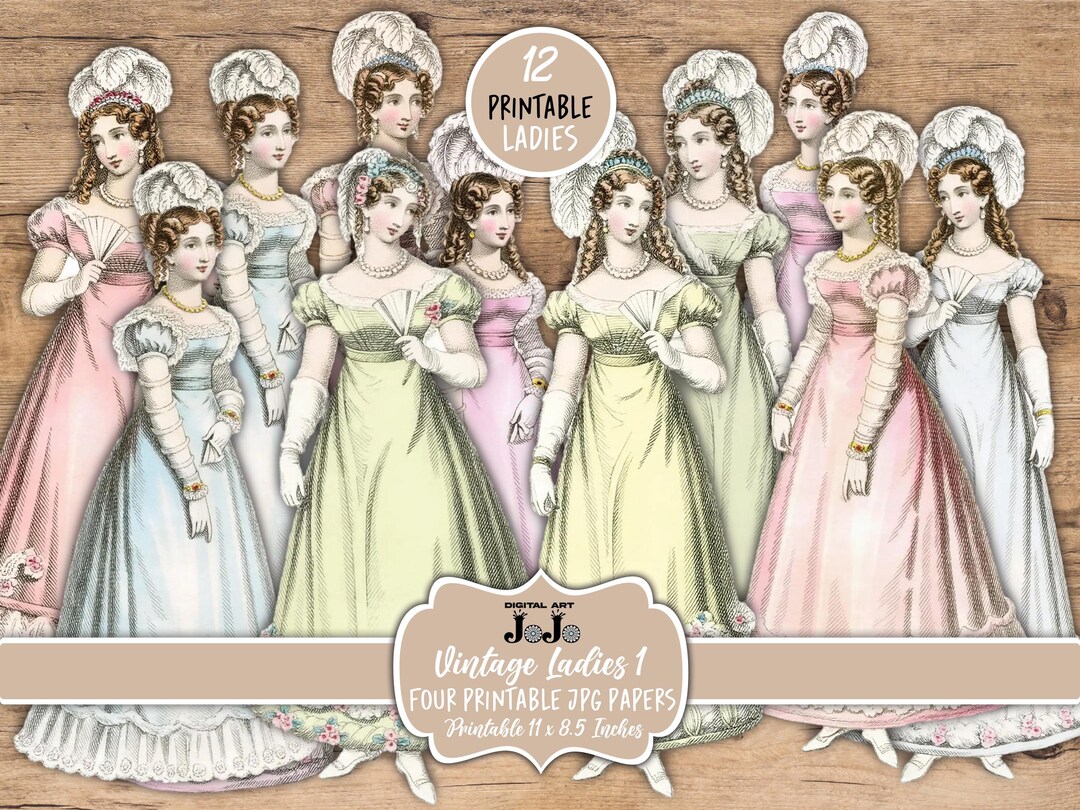 Vintage Ladies Printable, Dolls Digital Download, Junk Journals ...