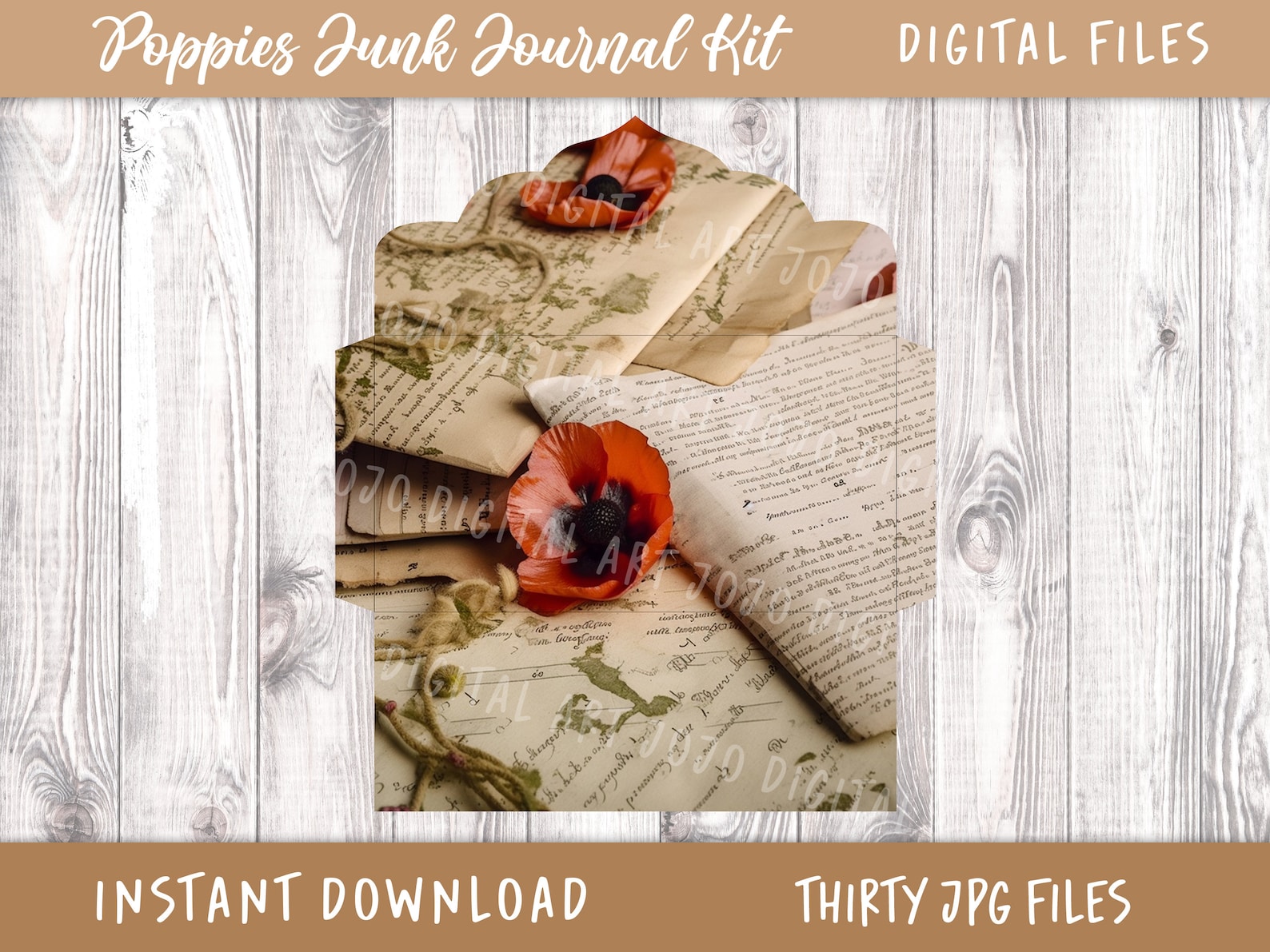 Poppies Junk Journal Craft Kit Printable Pages Red Poppy - Etsy