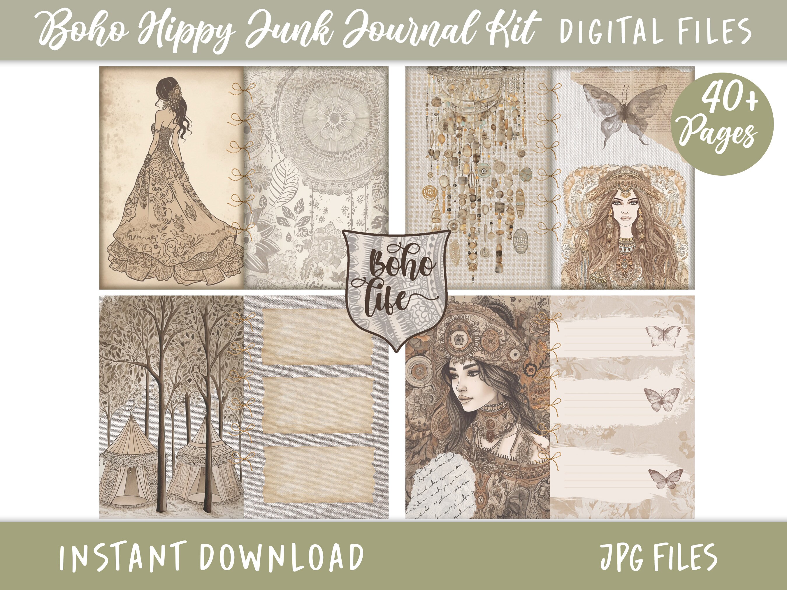 Boho Junk Journal Kits Digital Download Bohemian Printable - Etsy