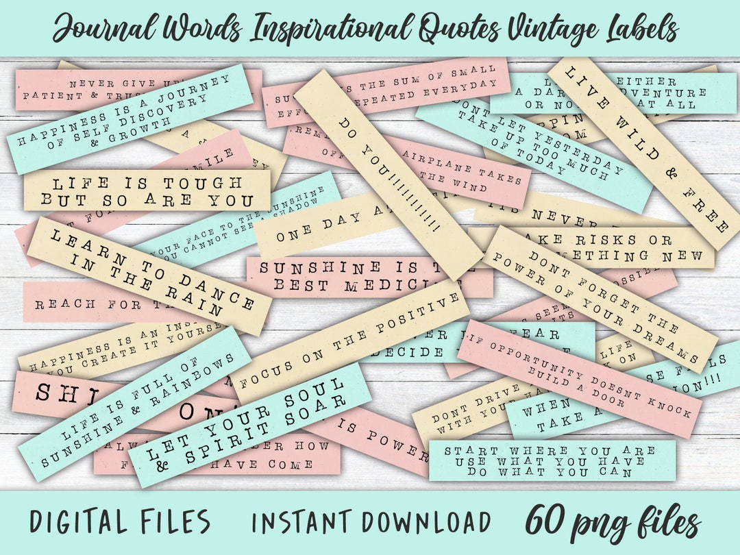 Journal Words, Inspirational Quotes, Printable Ephemera Vintage Labels ...