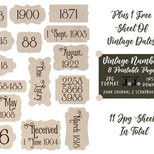 Junk Journal Numbers, Printable Vintage Embellishments, Old Distressed ...