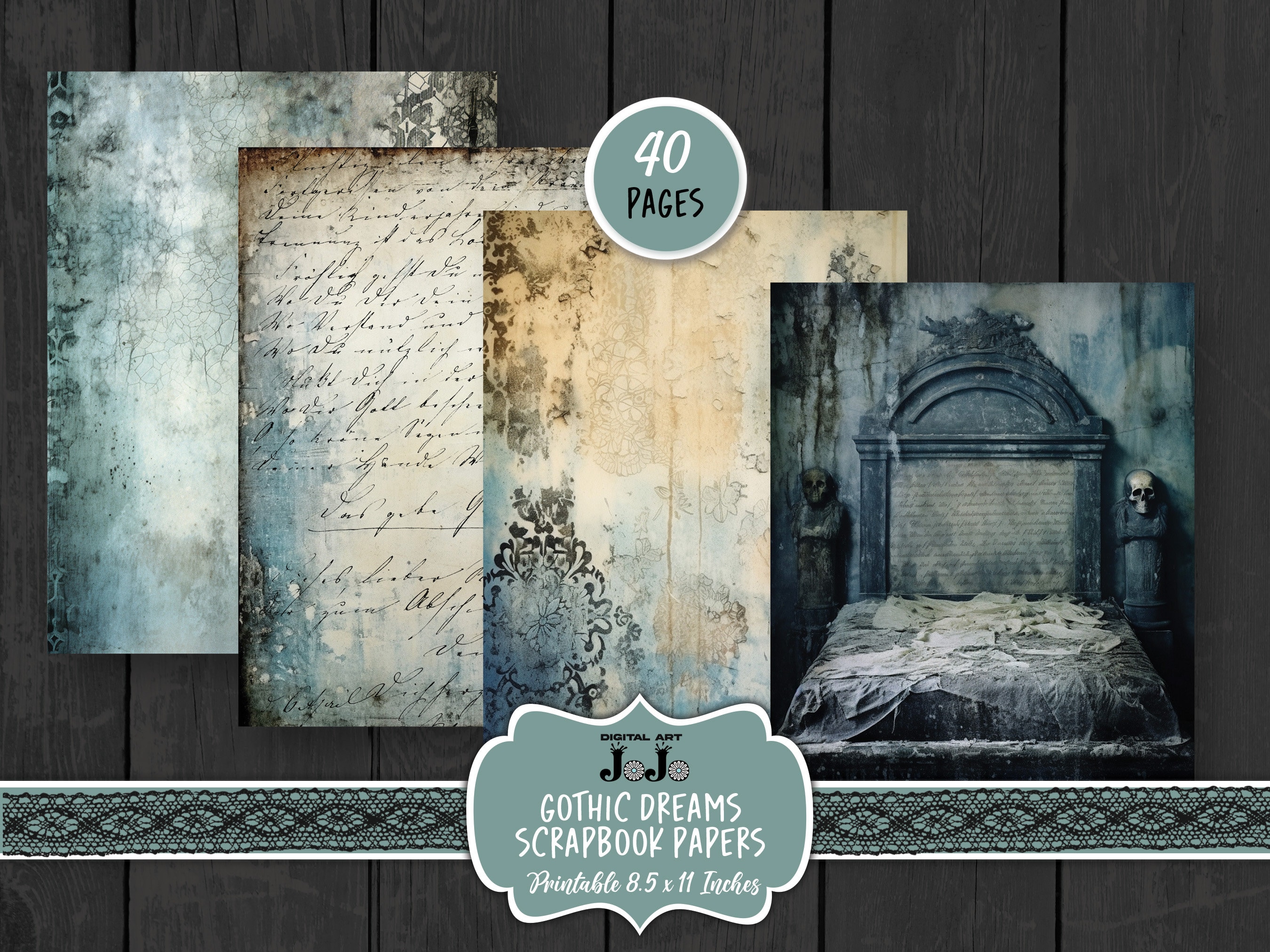 Gothic Junk Journal Pages, Scrapbooking Papers Kit, Collage Sheets ...